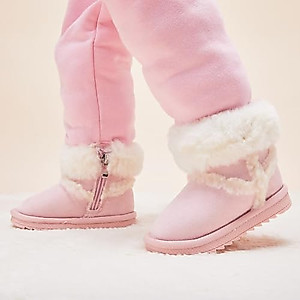 BMCiTYBM Baby Snow Boots Winter Shoes Toddler Boys Girls 6-24 Months Faux Fur Lined Walking Shoes Pink Size 18-24 Months Toddler