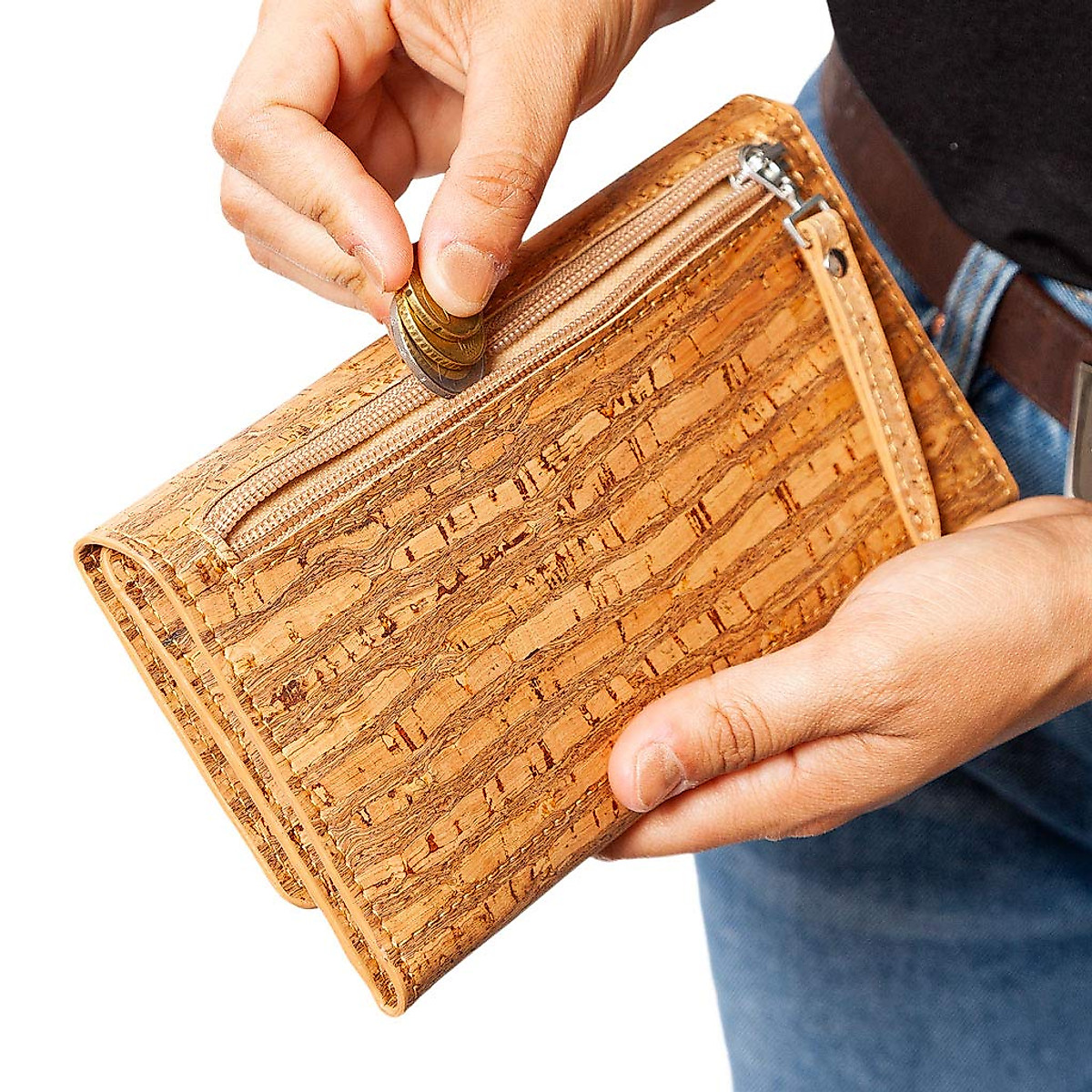 Corkor Cork Slim Long Wallet – Women’s Clutch - RFID Blocking - Vegan Leather – Cruelty Free – Eco Friendly - Zebra
