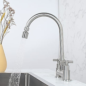 UMANYI Bar Pre Faucet 2 Hole 4 inch Deck Mount Commercial Kitchen Faucet 2 Handle Stainless Steel Brushed Nickel Utility Laundry Sink Faucet with Aerator SSKF10-1Z