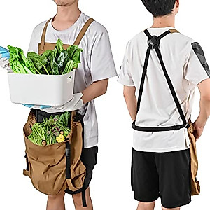 ZIOZERTT Garden Apron, Harvest Gardening Aprons with Pockets for Women and Men, Canvas Gardening Supplies Tool Belt, Gardening Gifts for Mom, Dad, Gardeners