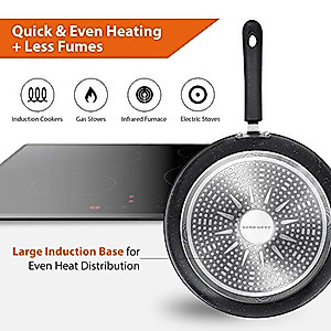 Home Hero 12 Inch Nonstick Frying Pan with Lid, Induction Compatible, Stone Coated, Tempered Glass