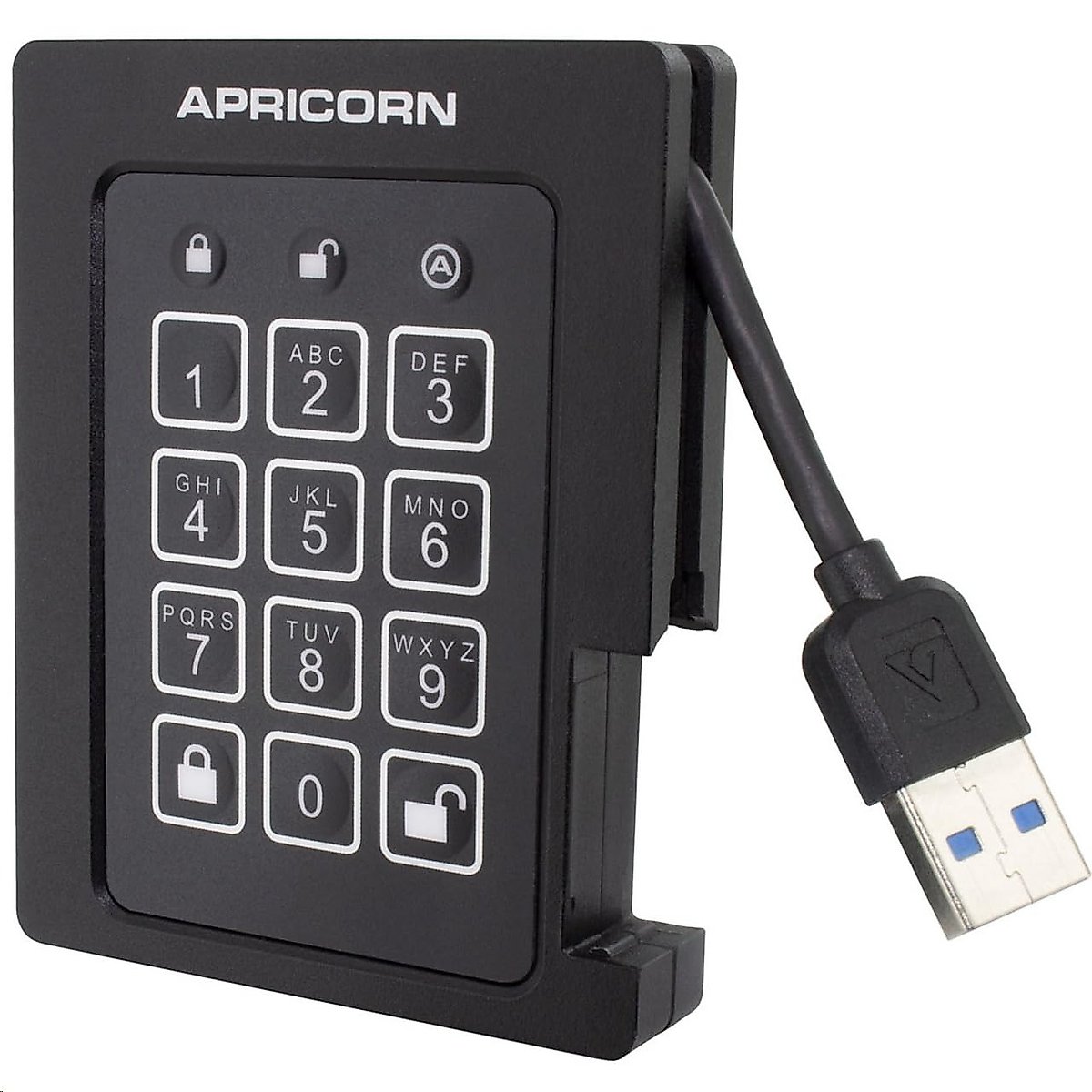 Apricorn 1TB Aegis Padlock SSD 256-Bit, FIPS 140-2 Level 2 Validated Ruggedized USB 3.0 Encrypted External Portable Drive (ASSD-3PL256-1TBF)