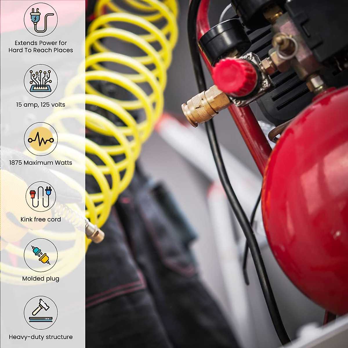 Go Green Power Inc. 14/3 50ft Black Outdoor Extension Cord - Robust, Heavy Duty - Perfect for Outdoor Tools & Equipment - GG-13850BK