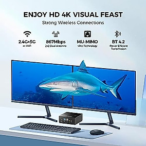 TECLAST N15 Mini PC,16GB DDR4 RAM 512GB SSD, Intel Celeron N5095 Mini Desktop Computer, Mini Computer Windows 11 Support 4K 3-Monitor, 2x2500Mbps RJ45, HDMI/DP/Type-C/WiFi/BT 4.2 for Home/Office