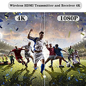 HPDFCU Wireless HDMI Transmitter and Receiver,Wireless HDMI 4k Extender Kit, HDMI Adapter Support 4K@30Hz, Support 2.4/5GHz Player Streaming Video/Audio from Laptop,PC,Phone to HDTV/Projector/Monitor