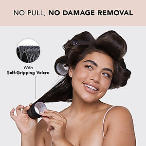 Kitsch Ceramic Thermal Rollers - Self Grip Hair Rollers for Blowout Look Long Hair, Curlers for Short Hair and Medium Hair, Volume Curls, Ceramic Coated Core, Valentines Gift for Her - Black, 8pc