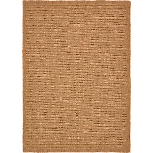 Unique Loom Outdoor Border Collection Area Rug - Checkered (8' x 11' 4" Rectangle, Light Brown)