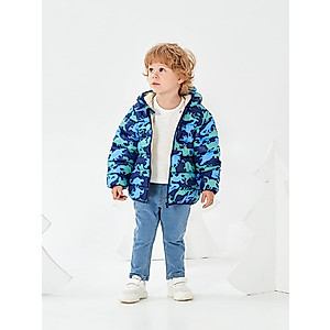 JunNeng Baby Girl Boy Ultralight Winter Hooded Jacket Coat,Kids Toddler Cartoon Puffer Down Outwear (Dinosuar Grey, 9-12 Months)