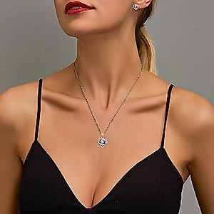 MZLYQ 3pcs Crystal Heart Pendant Necklace Earrings Bracelet Set Hypoallergenic Purple Love Heart Pendant Jewelry for Women Teen Girls Daughter Gifts(purple)