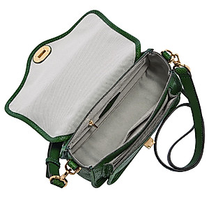 Fossil Women's Heritage Leather Top Handle Crossbody Purse Handbag, Green Python (Model: ZB1876310)