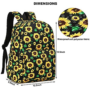 Esfoxes Sunflower Girls Backpack for Elementary Middle School, Kids Teens School Bag Women College Bookbag Laptop Backpacks