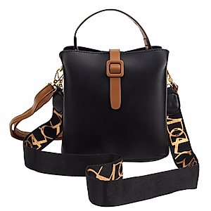 LABANCA Women Retro Alligator Bucket Bags Crocodile Pattern Designer Shoulder Bag Ladies PU Purse Crossbody Wallet Bag (06226 Black)