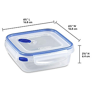 Sterilite 03314706 Ultra Seal 4.0 Cup Square Food Storage Container, Clear and Blue