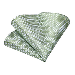 DiBanGu Mens Tie Set Silk Solid Paisley Necktie and Pocket Square Cufflinks Classic Formal Ties for Men Wedding Party, Sage Green