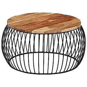 QJBSAVVA Coffee Table Ø26.8 Solid Acacia Wood,Bedside Tables Side Tables End Tables Entrance Tables Suitable for Meeting Rooms, Reception Rooms, Offices