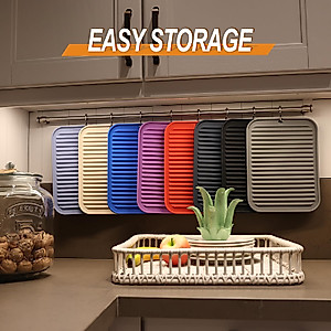 Joyhalo 4 Pack Trivets for Hot Dishes - Hot Pads for Kitchen 9'' x 12'', Silicone Trivets for Hot Pots and Pans, Hot Plates to Protect Table, Quartz Countertops Heat Resistance to 480°F, Black