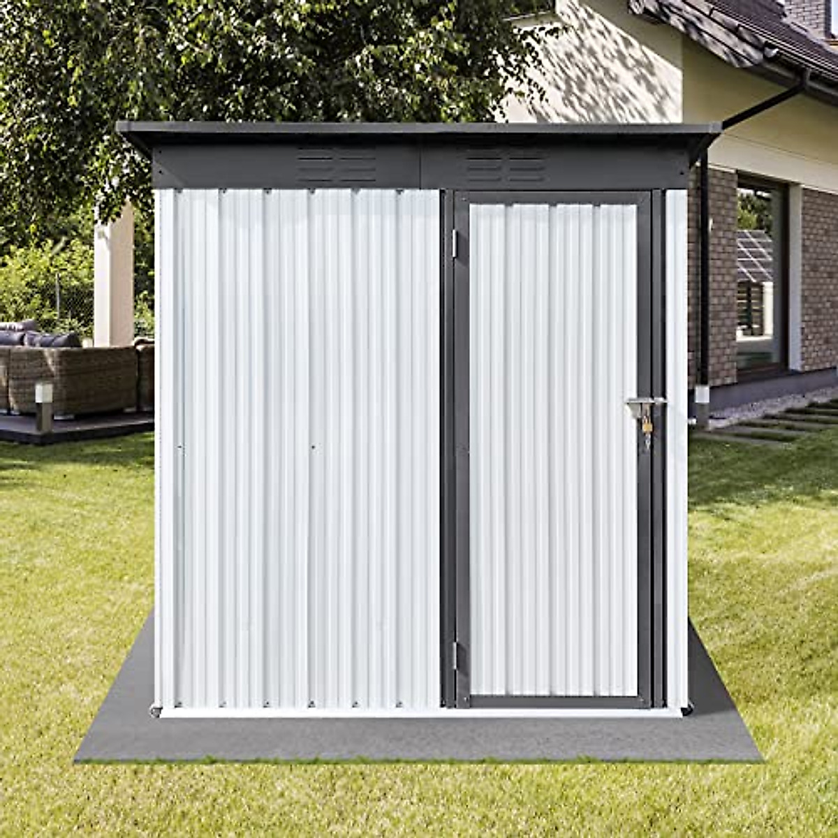 KELRIA 5Ft x 3Ft Outdoor Metal Garden Shed, Steel Garden Storage Shed with Single Lockable Door & Vents, Waterproof Anti-Corrosion Tool Storage Clearance for Backyard Patio Lawn, White