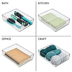 iDesign Linus Plastic Dresser and Vanity Organizer, Storage Bin for Bathroom, Bedroom, Office, Craft Room, Fridge, Freezer, Pantry, 12" x 9" x 3" , Clear