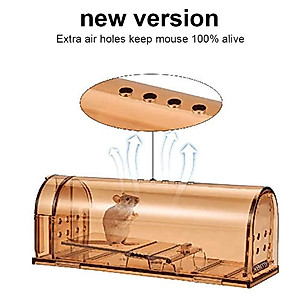 Humane Mouse Traps Indoor for Home - Mouse Trap Easy to Set, Reusable and Effective No Kill Mouse Traps,Catch and Release Mouse Traps,Safe for Family and Pet Indoor/Outdoor-2 Pack,Brown