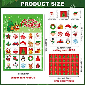 Liliful 148 Pieces 2 Sets Christmas Bingo Games for Large Groups Kids Adults, 96 Players Cards Pack Party Games for Family School Classroom Activities Party Favors Kids Xmas Gifts Bulk