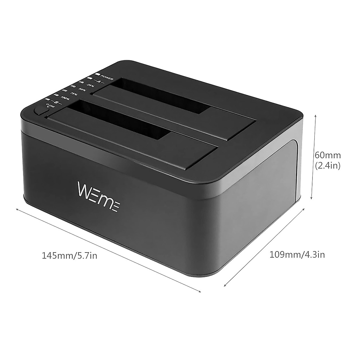 WEme USB 3.0 to SATA Dual-Bay External Hard Drive Docking Station with Offline Clone/Duplicator Function for 2.5 & 3.5 Inch HDD SSD SATA (SATA I/II/III) Support 2X 8TB & UASP, Tool-Free