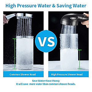 KAIYING Drill-Free High Pressure Handheld Shower Head with ON/OFF Pause Switch 3 Spray Modes Water Saving Showerhead, Detachable Puppy Shower Accessories (N:Shower Head (Black)+Bracket+Hose)