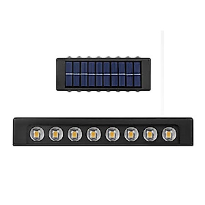 ASLIDECOR 16 Led Up Down Solar Wall Lights, 2 Pack Warm White Solar Fence Lights Waterproof,Black Solar Deck Lighting for House Garden Porch
