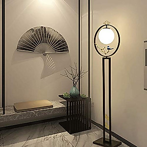 Floor Lamp Floor Lamp Modern Chinese Style Iron Study Fabric Floor Light Simple Hotel Room Creative Living Room Standing Lamp Standing Light (Color : Black)