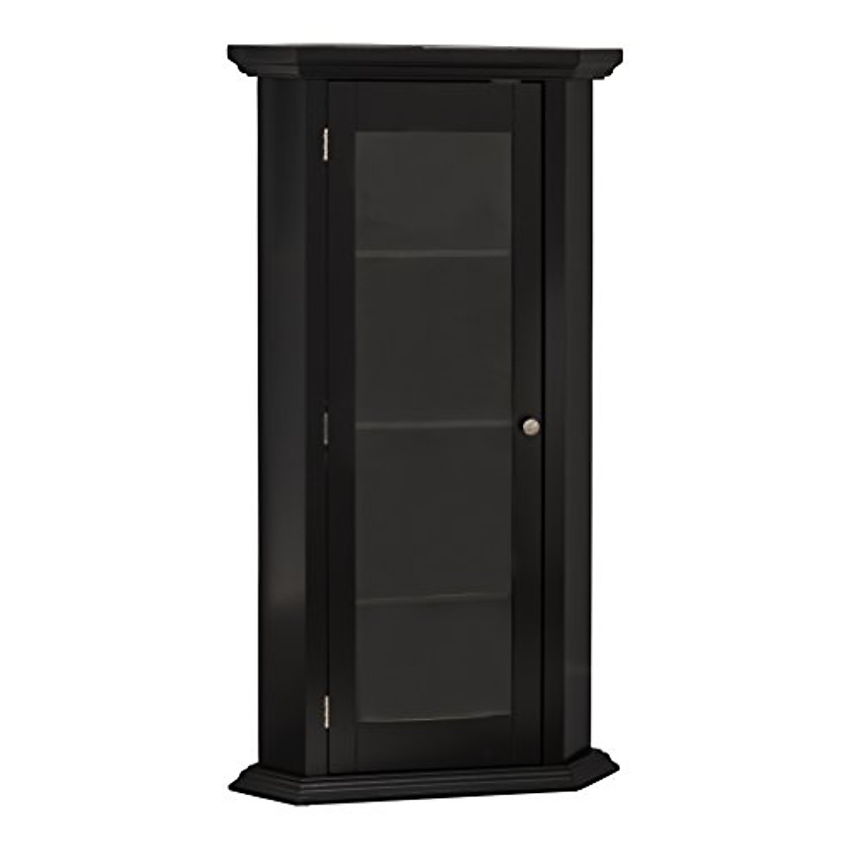 Kings Brand Furniture - Corner Curio Storage Cabinet with Glass Door, Black Finish