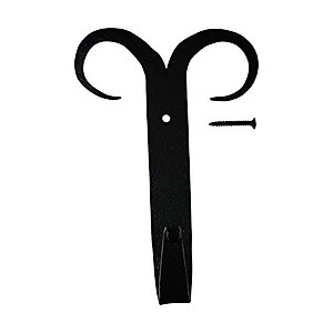 Renovators Supply Bathroom Hooks 5.5 in. Black Wrought Iron Wall Mount Hooks for Hanging Robe, Towel, Hat, or Jewellery with Mounting Hardware