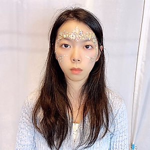 glow in the dark face gems stick on face jewels festival rave outfit mermaid rhinestone diamond pastie fluorescent body glitter jewels halloween face makeup (tp319 around eyes)