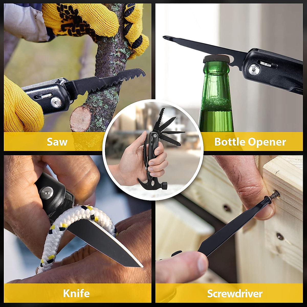 Hinshark Gifts for Men, Hammer Multitool Camping Accessories Cool Gadgets Tools for Men, Birthday Gifts for Him, Men, Dad, Boyfriend, Husband, Grandpa, Fathers Day Gift from Daughter