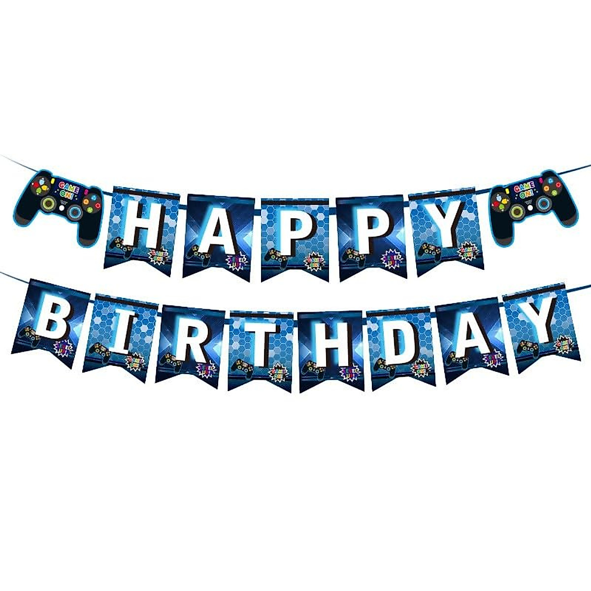 35pcs Blue Video Game Birthday Party Decorations For Boys,video Game Party Supplies Birthday Banner Balloons Cake Toppers For Kids Men Gamers Handheld Gamepad Theme Birthday Party Decoration