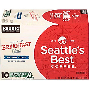 Seattle’s Best Coffee K-Cup Pods, Breakfast Blend, Medium Roast Smooth-Roasted Ground Coffee, 10 CT K- Cups/Box (Pack of 1 Box)