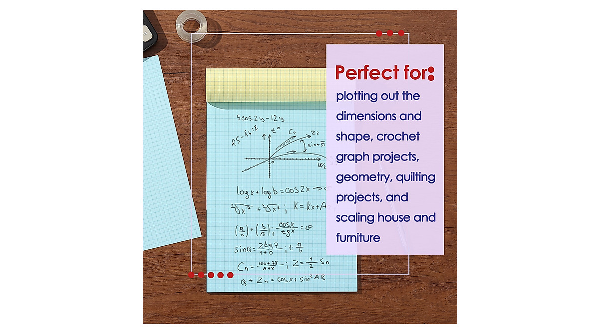 Mr. Pen Pastel Graph Paper Pad - 50 Sheets of Colored Grid Paper