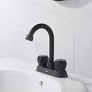 Bathroom Faucets 4 Inch Centerset Bathroom Faucet 2 Handle Faucet for Bathroom Sink with 2 and 3 Hole, Lead-Free Faucets for Bathroom Sink Vanity Rv Sink Faucet, Matte Black