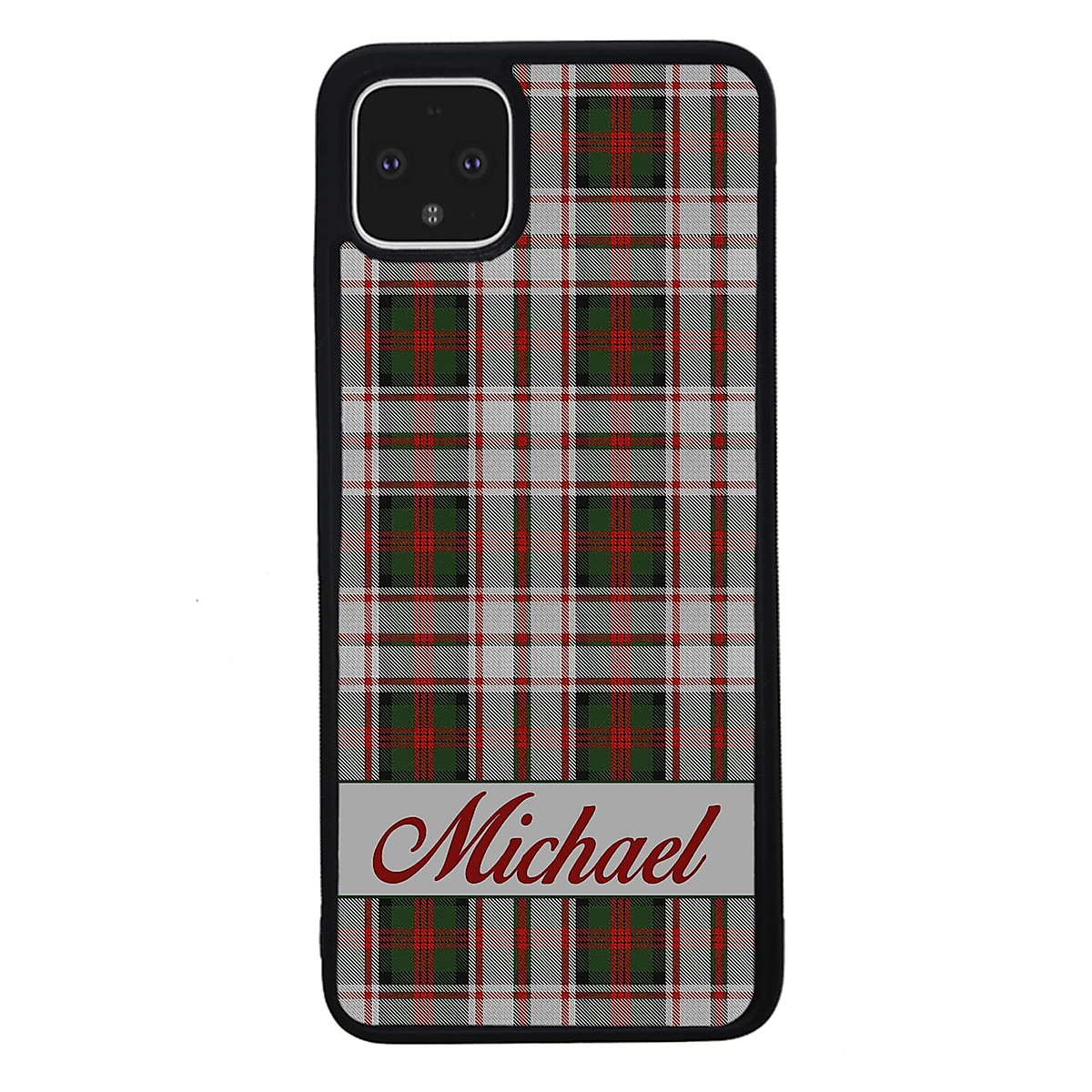 Christmas Tartan Quilt Blanket Personalized Black Rubber Phone Case Compatible With Google Pixel 8 Pro, 8a, 8, 7a, 7, Pixel 7 Pro, 6a, Pixel 6 Pro, 6, 5, 4a 5G, 4a 4G, 4, 4 XL, 3a, 3a XL, 3, 3 XL