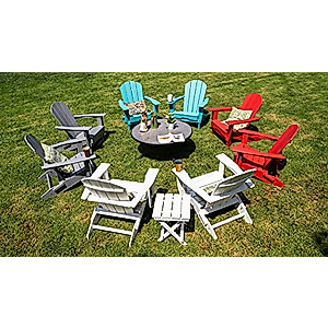 Resin TEAK Folding Adirondack Chair Set of 4, Premium All Weather Outdoor Patio Furniture, 21 Inch Wide Seat, Up to 350 lbs, Foldable Outdoor Patio Chairs, New Heritage Collection (Red)