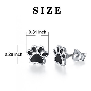 S925 Sterling Silver Puppy Dog Cat Pet Paw Print Stud Earrings