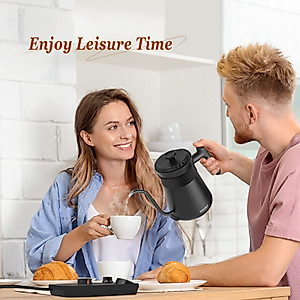 Secura Electric Gooseneck Kettle, Quick Boiling Electric Kettle with 5 Variable Presets for Coffee Tea Brewing, 100% Stainless Steel Inner Tea/Coffee Kettle with 1.5H Keep Warm,1200W-0.8L, Matt Black