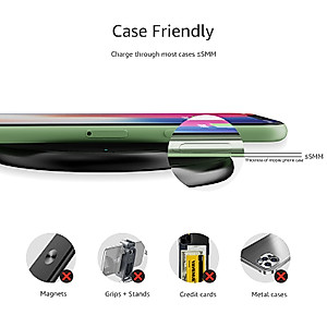 Amazon Basics 10W Qi Certified Wireless Charging Pad (No AC Adapter), Black