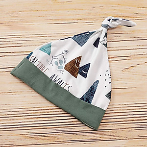 AMAWMW Newborn Baby Boys Girls Cartoon Sleeper Gown Long Sleeve Mountain Nightgown Hat Outfits (Cartoon Mountain, 0-6 Months)