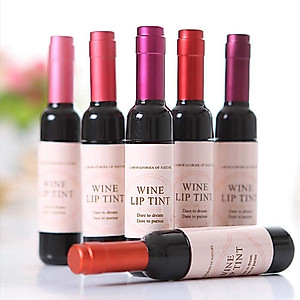 6 Colors/Set Wine Lipstick Matte Long Lasting Waterproof Lip Tint Set Lip Gloss Lip Stain Wine Bottle Lipstick Liquid Lipgloss, Valentine's Day Gift Kit Ideas for Girlfriends, Women, Moms | KlsyChry