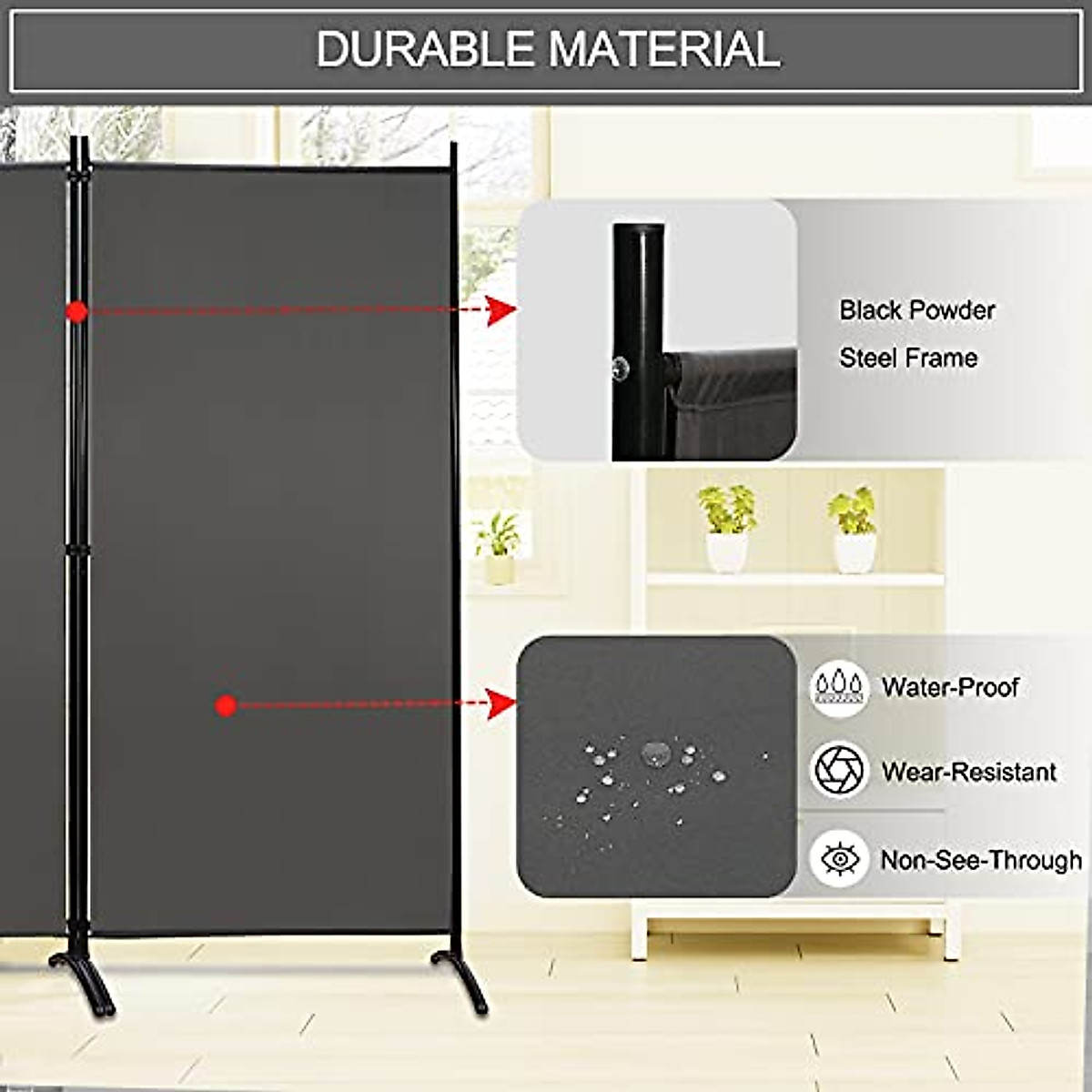 Partition Room Dividers 3 Panel Folding Privacy Screens 6 Ft Portable Office Walls Dividers for Room Separator 102"x20"x71", Grey