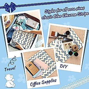 Dunzy 2 Pack Drawstring Gift Bags Large Ivory and Blue Stripe Fabric Gift Bags Reusable Canvas Gift Bags for Father's Day Birthdays Holiday, 15.8 x 19.7 Inch, 11.8 x 15.8 Inch