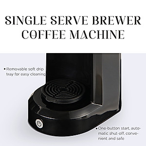 Sunvivi Coffee Maker, Single Serve Brewer for Single Cup, One Cup Coffee Maker With Permanent Filter, 6oz to 14oz Mug, One-touch Control Button with Illumination, Black (ETL Certified)