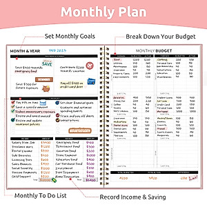 Budget Planner - Monthly Budget Book with Expense Tracker Notebook, Undated Bill Organizer & Finance Planner to Take Control of Your Money, 2024-2025 Account Book to Manage Your Finances-Pink