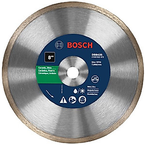 BOSCH DB843S 8 in. Standard Continuous Rim Diamond Blade with 5/8 in. Arbor for Clean Cut Wet/Dry Cutting Applications in Tile, Ceramic, Slate