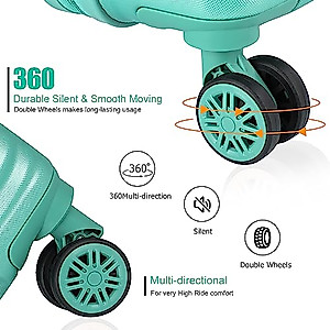 PINPON Luggage Sets 3 Piece, Expandable Hard Luggage Sets with TSA Lock, Carry On Luggage with Double Spinner Wheels for Women Men, Travel Suitcase Lightweight (20/24 / 28, Green)