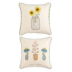 Mud Pie Floral Applique Pillow, 18" x 18", Relax